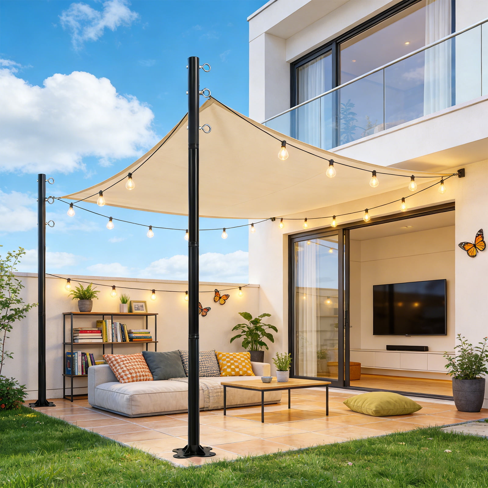 2Pack 12 Ft Shade Sail Poles,(not include shade sail) Heavy Duty Metal ...