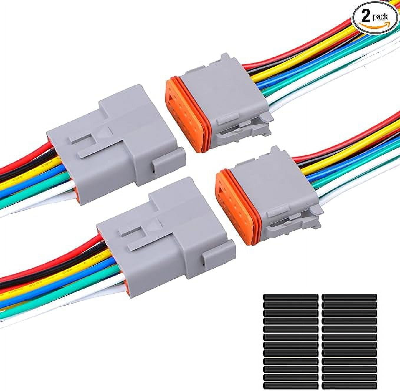 2Pack 12-Pin Waterproof DT Connector Male and Female Wire Connectors ...