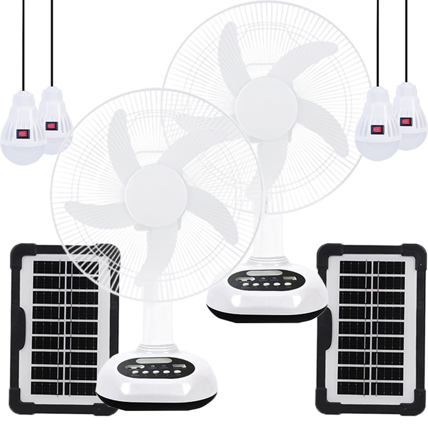 2Pack 12 inch New Update Rechargeable Solar Powered Fan,14400mAh AC DC ...