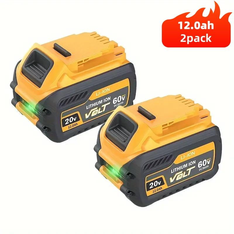 2Pack 12000mAh 20V DCB606 Replacement For DeWalt 20V/60V MAX Battery Compatible with DeWalt Flex ...