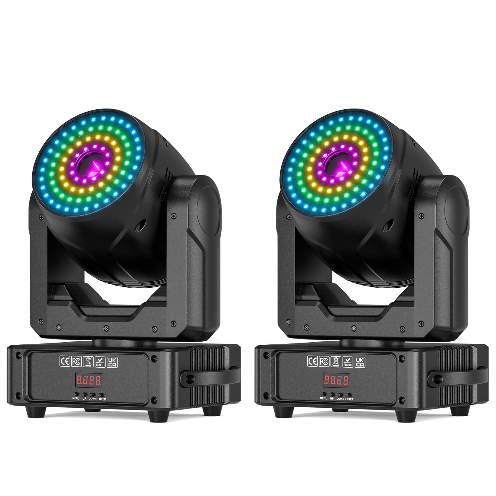 2Pack 3D RGB Animation Moving Head Light DIY Pattern APP Control DMX512 ...