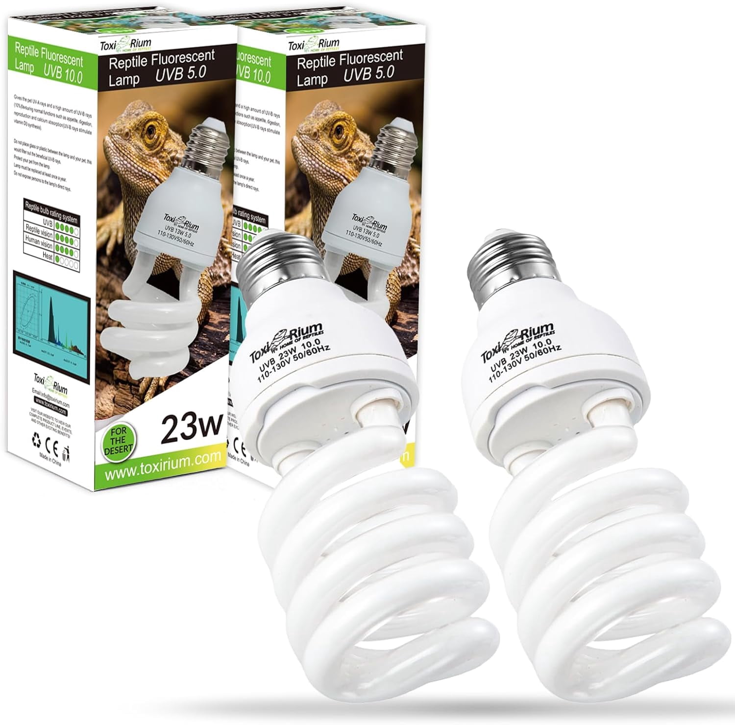 2Pack 13 W UVA UVB 15.0 Reptile Lights Energy Saving Reptile Heat Lamp ...
