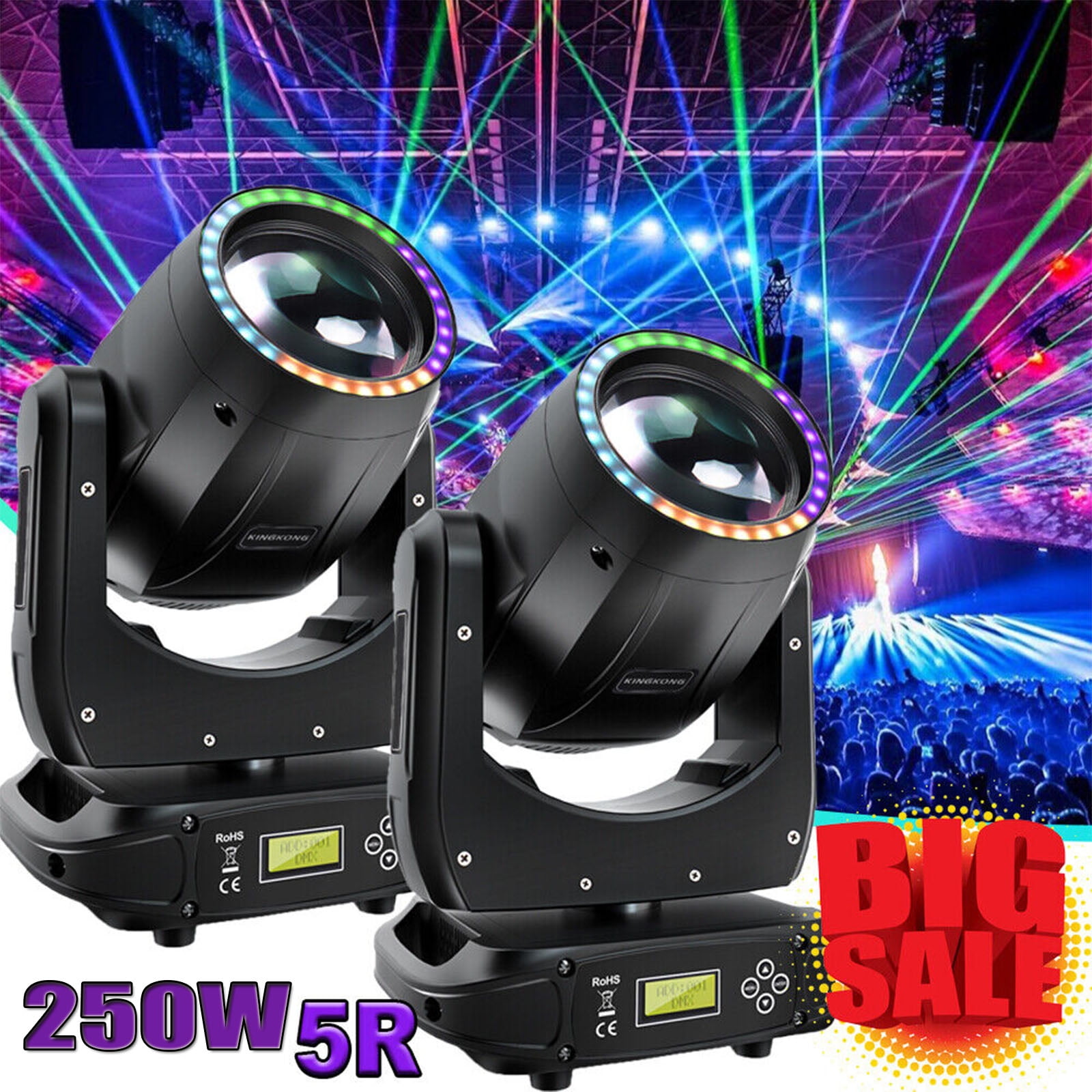 2Pack 150W 8 Prism Moving Head Lights DJ Lights Spotlights 15 Gobos 13 ...