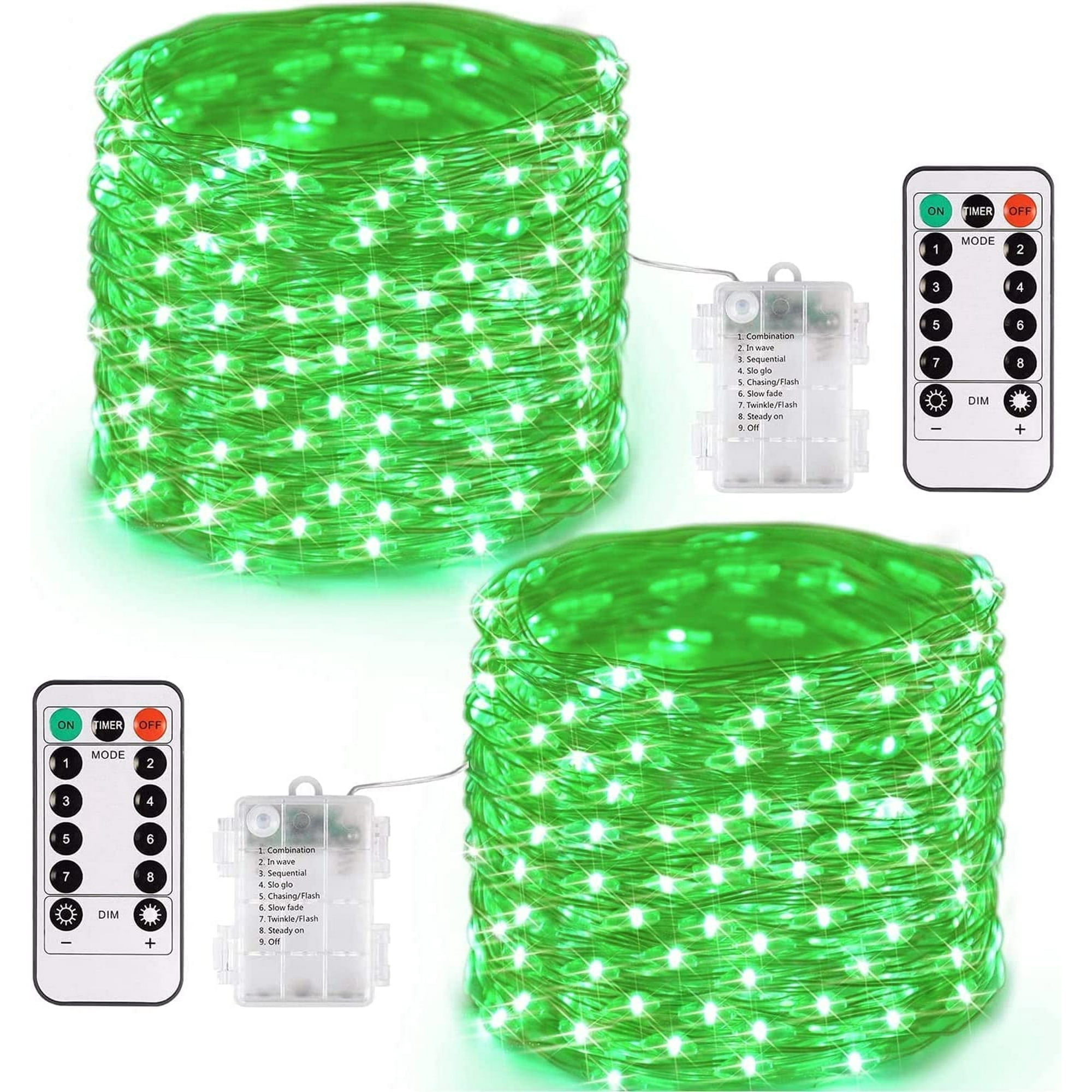 2Pack 16ft 50 LED Fairy Lights Battery Operated Waterproof Copper Wire ...