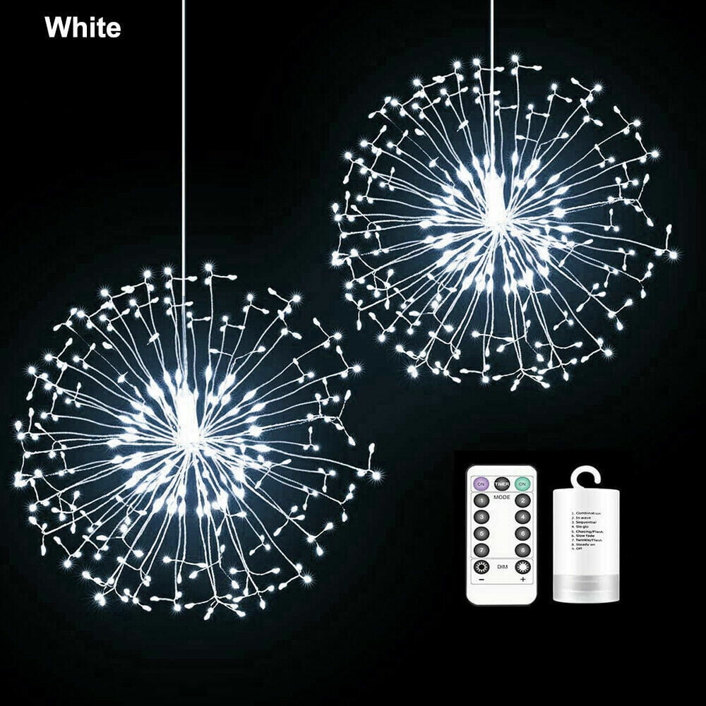2Pack 180 LEDs String Firework Lights Hanging Starburst Fairy Lights ...