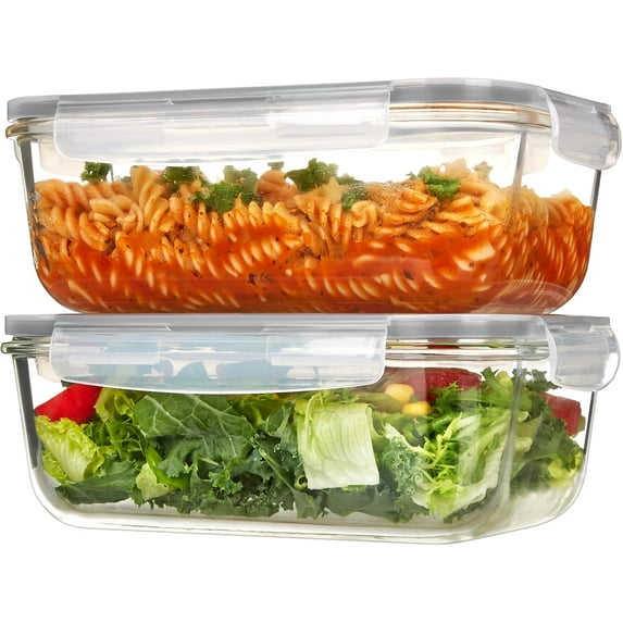 2Pack 1860ml/63oz Large Glass Storage Containers with Lids, Meal Prep ...