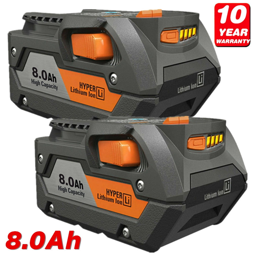 2Pack 18V 8.0Ah Hyper Lithium Battery For Rigid 18 Volt Drill R840087 ...