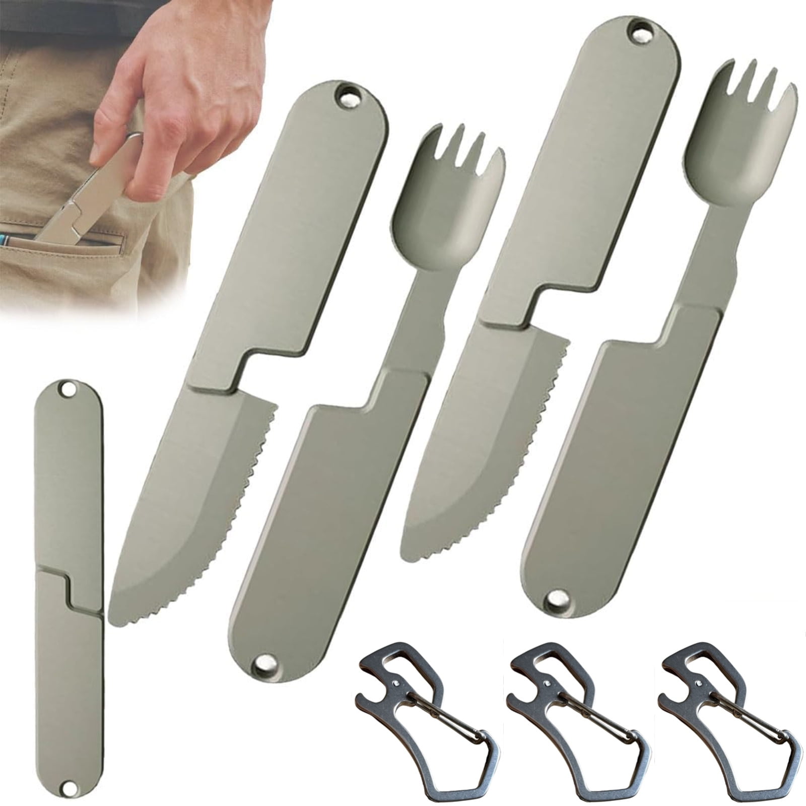 2Pack 2 In 1 Camping Eating Utensils Set, Lucaya Reusable Magnetic ...