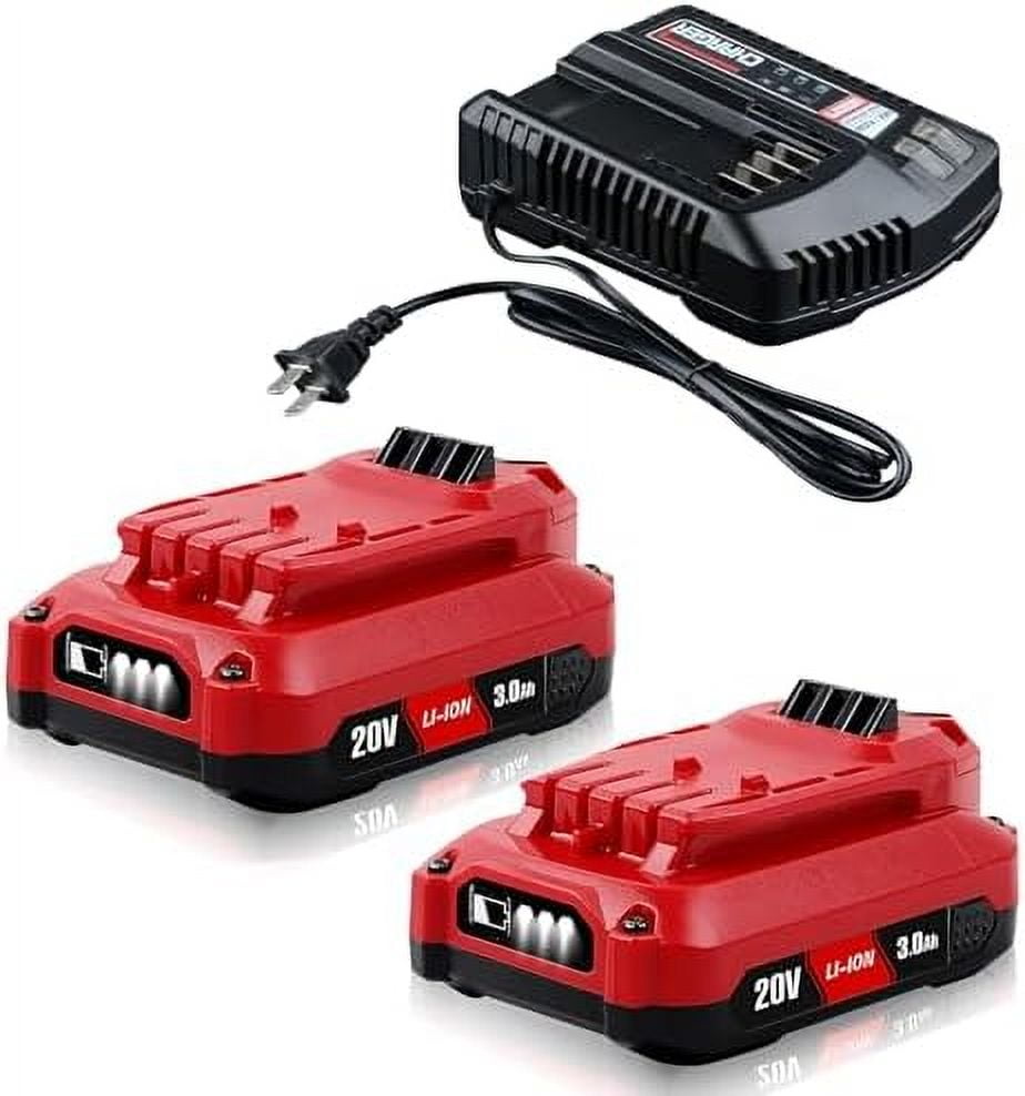 2Pack 20V 3.0Ah V20 Lithium and CMCB104 Charger Replacement for Craftsman 20V Battery CMCB206 ...