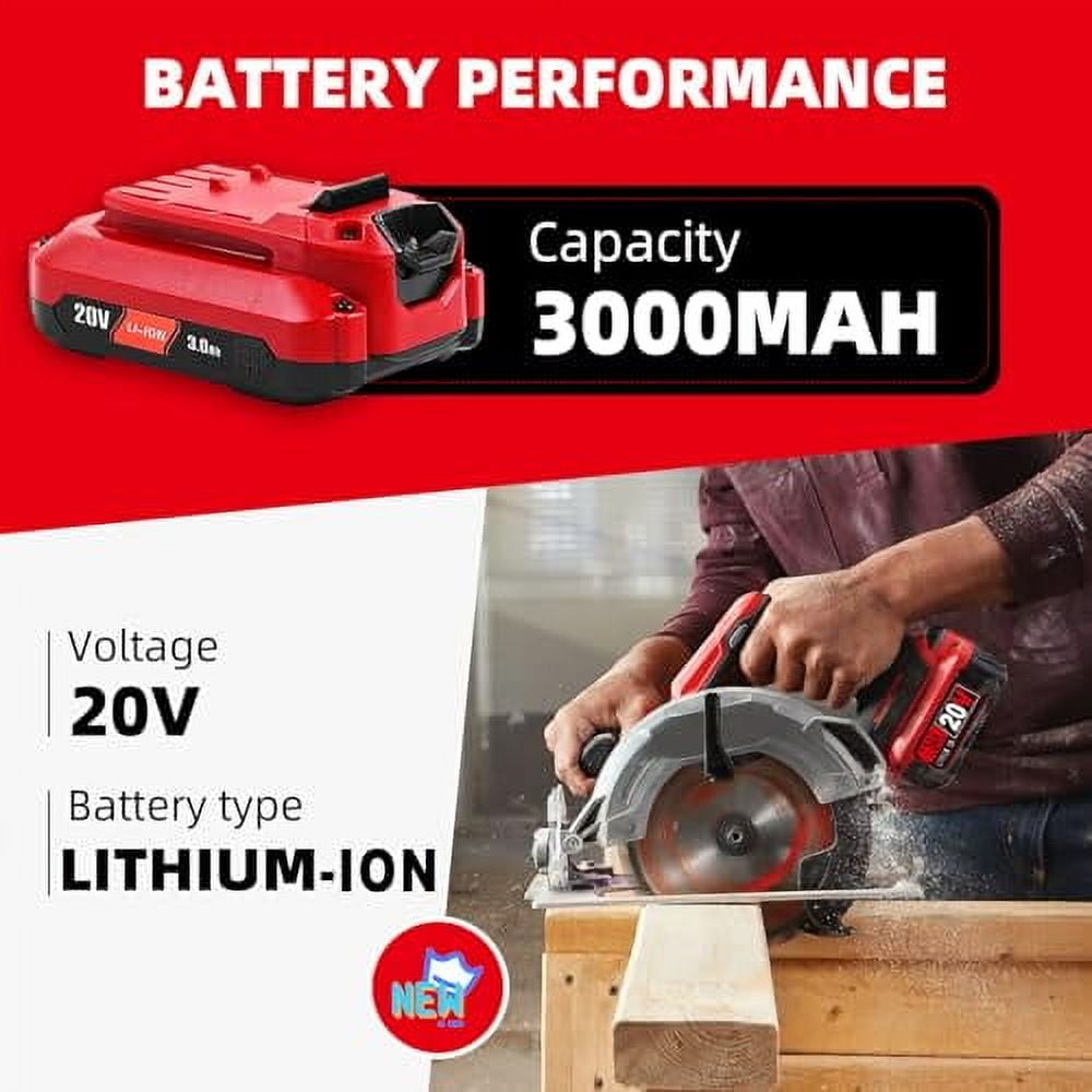 2Pack 20V 3.0Ah V20 Lithium and CMCB104 Charger Replacement for ...
