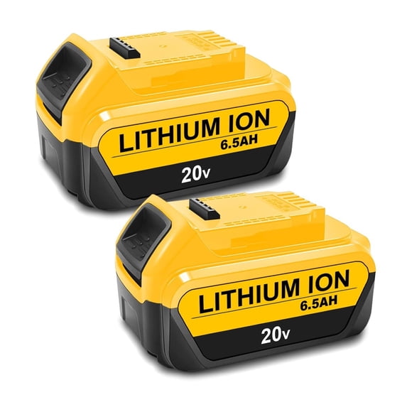2Pack 20V 6.5Ah Power Tool Battery for DEWALT 6Ah DCB206-2, 5Ah DCB205 ...