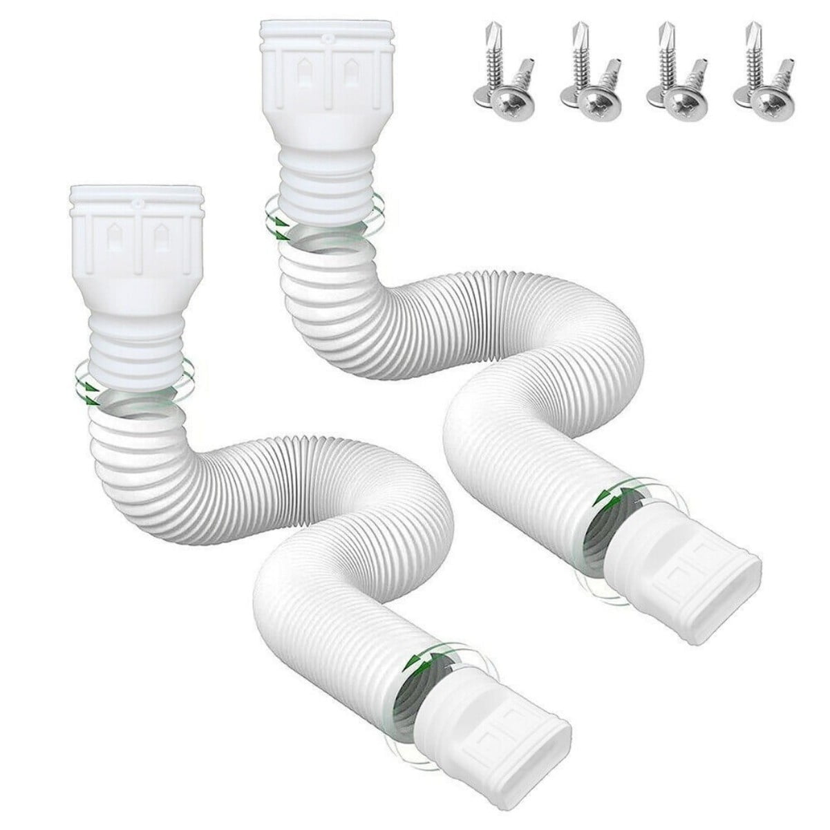 2Pack 21-60″ Expandable Flex Drain Downspout Extension Rain Pipe Spout Gutter White - Walmart.com
