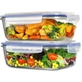 2Pack 2260ml/76.4oz Large Glass Storage Containers with Airtight Snap ...