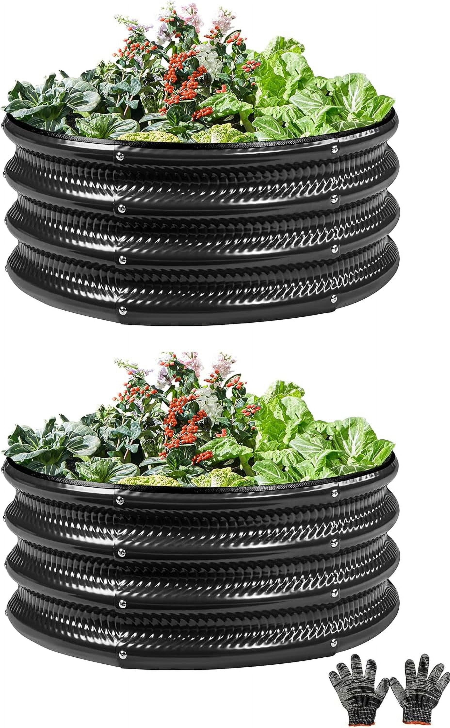 2Pack 2x2X1 FT Round Raised Garden Bed, Galvanized Planter Raised Beds ...