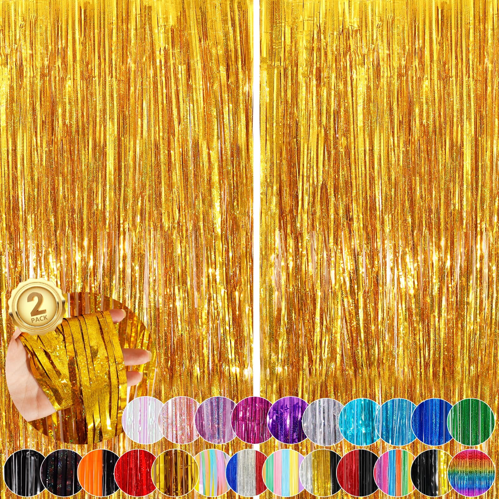 2Pack 3.3 x 8.3 Ft Gold KKS1 Party Streamers, Streamers Birthday Party ...