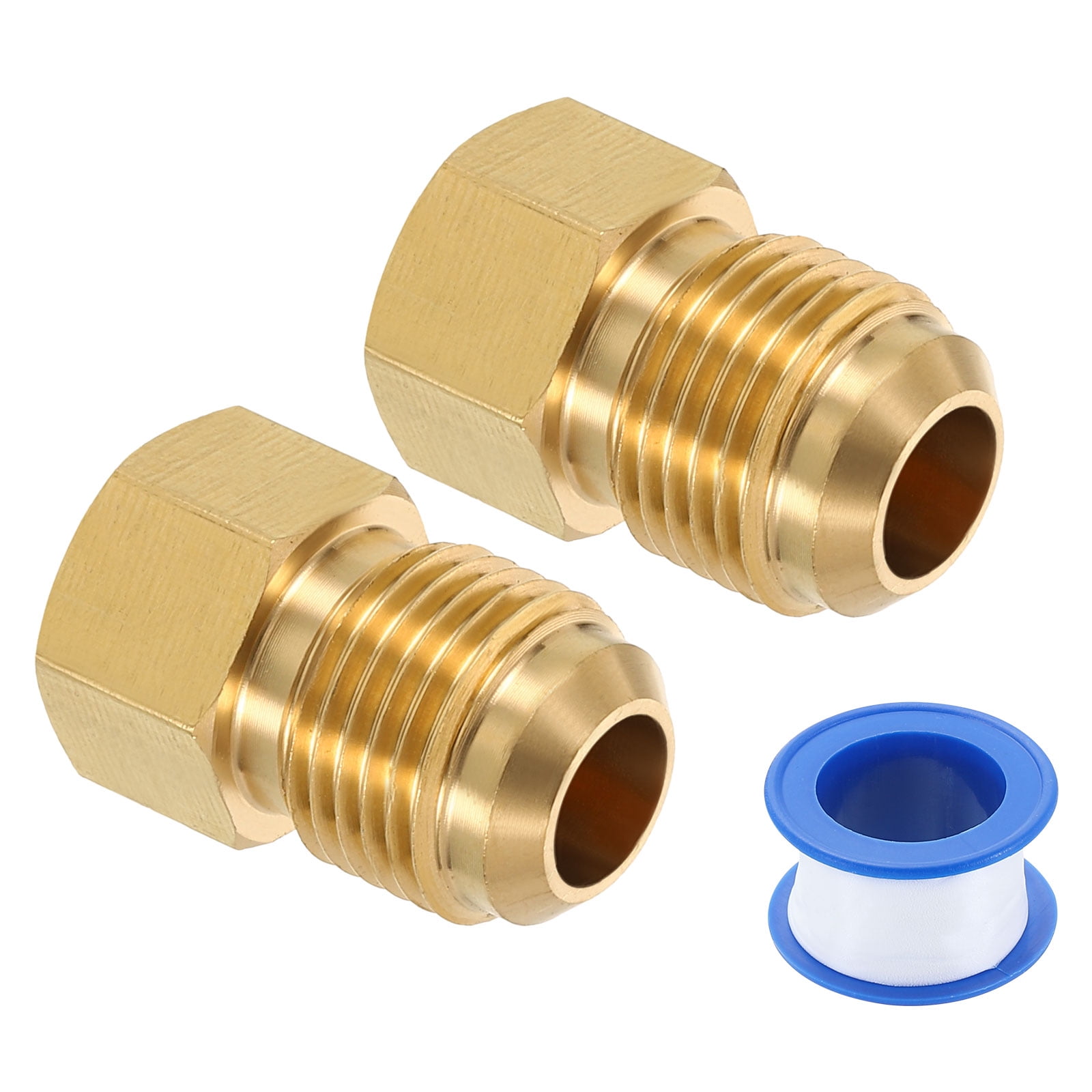 2Pack 3/8" Tube OD Brass Flare Plugs, 5/8"-18 UNF Male Thread SAE Pipe ...