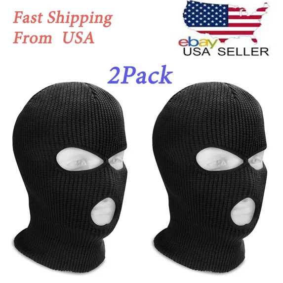 2Pack 3 Hole Full Face Mask Ski Mask Winter Cap Balaclava Beanie ...