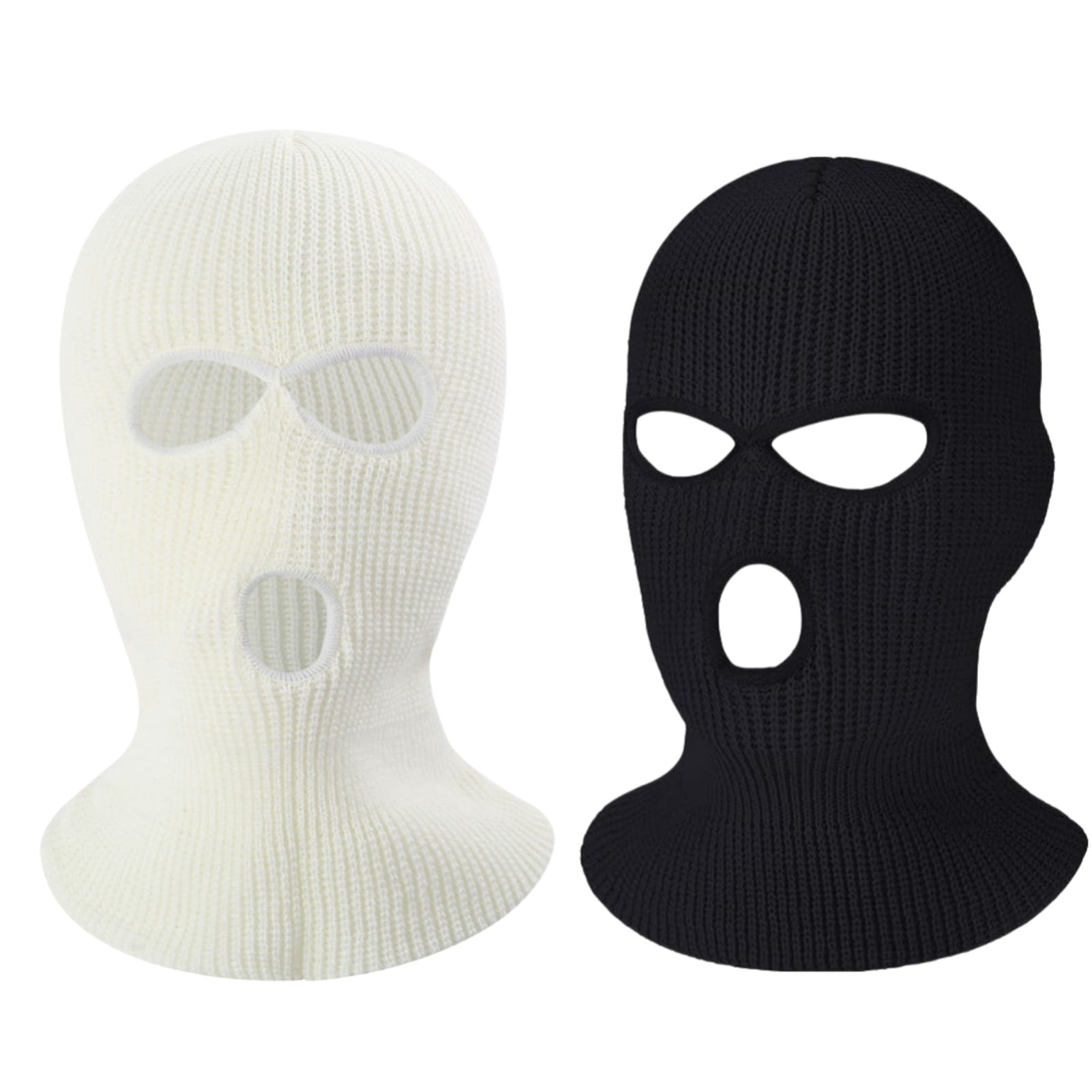 2Pack 3 Holes Full Face Cover Outdoor Balaclava Knitted Neck Gaiter Ski ...