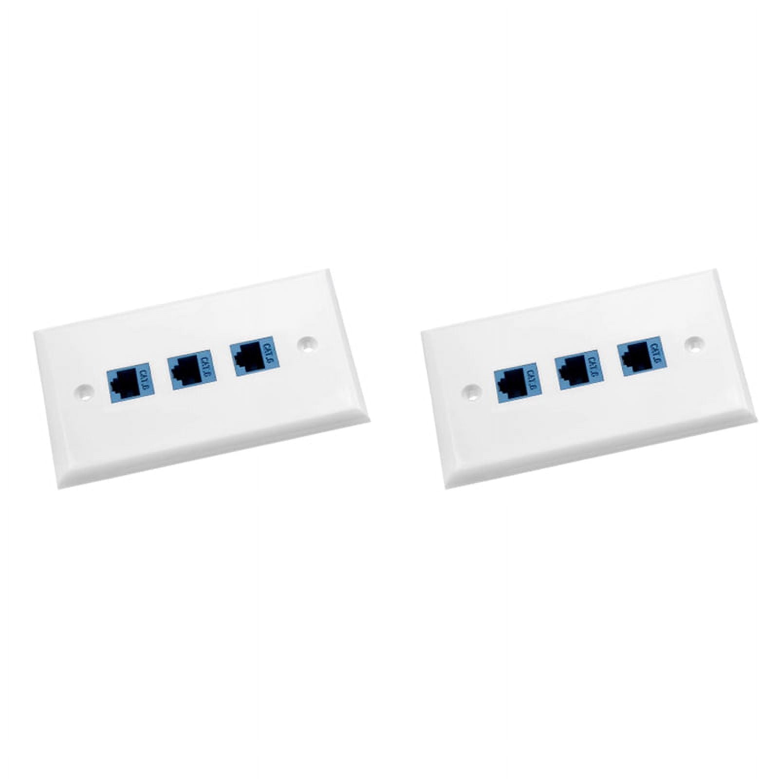 2Pack 3-Port Ethernet Wall Plate, RJ45 Wall Plate with RJ45 Inline ...