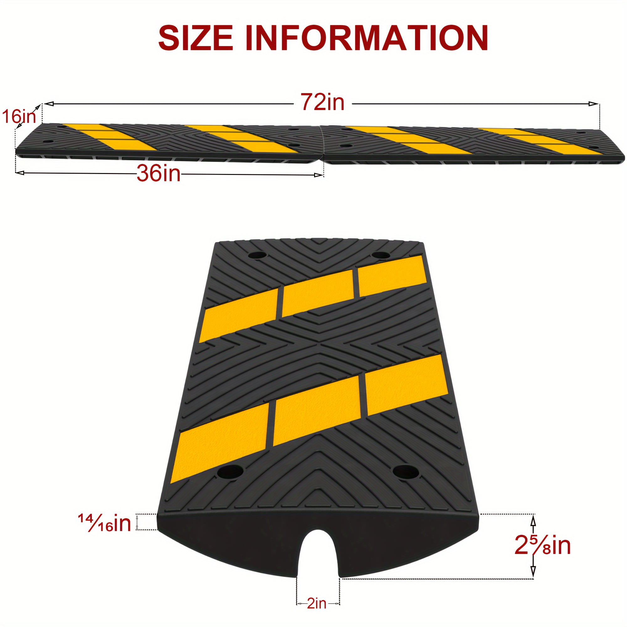 2Pack 36" Heavy Duty Rubber Driveway Curb Ramps with Bolts|Threshold ...
