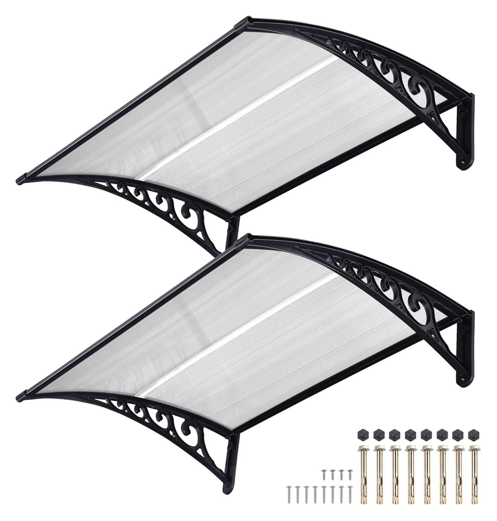 2Pack 39"X29" Window Awning Door Canopy Spliced Polycarbonate Anti-UV30 ...