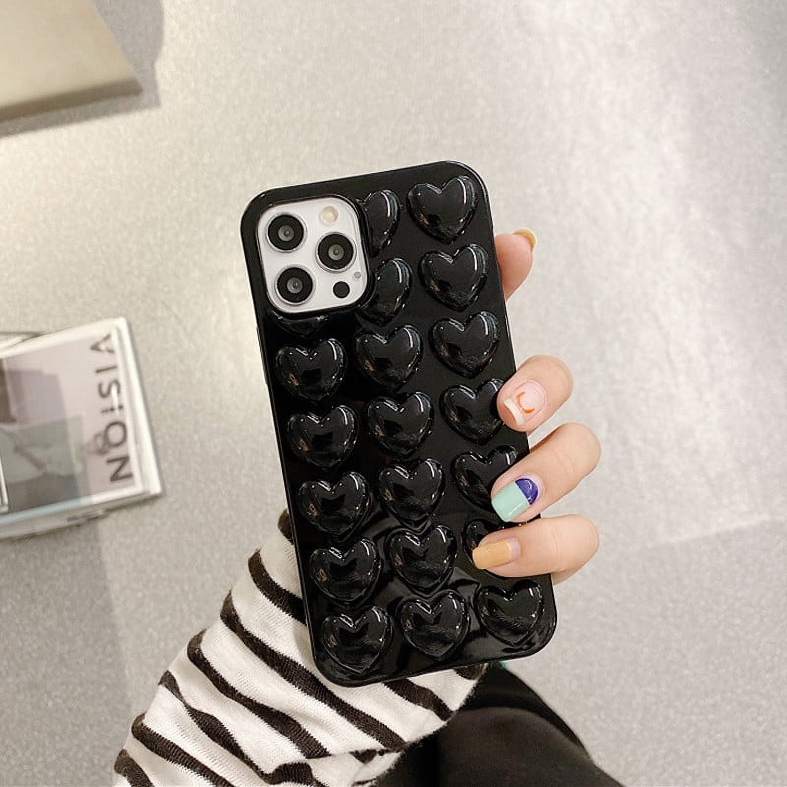 2Pack 3D Love Heart Couples Phone Case for iPhone (for iPhone 13,Black ...