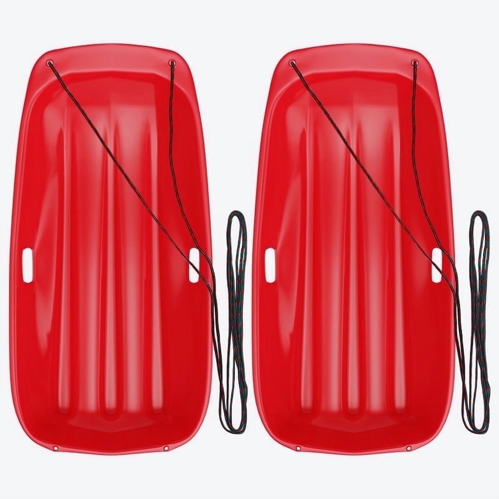 2Pack 3FT Red Snow Toboggan Sled with Tow Rope, Red Plastic, Winter ...