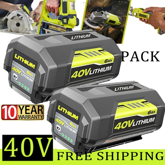 2Pack 40V 6.0Ah OP40601 Battery Replacement for Ryobi 40V Battery ...