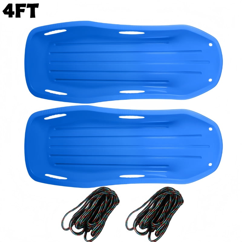 2Pack 4FT Blue Winter Adventure Sled, Lightweight Two-Person Toboggan ...