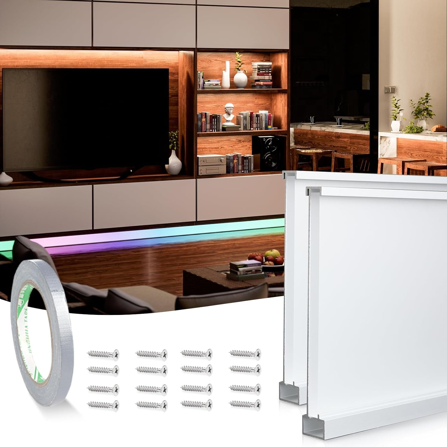 2Pack 4Ft Spotless Led Baseboard Lighting Led Neon Skirting Board ...