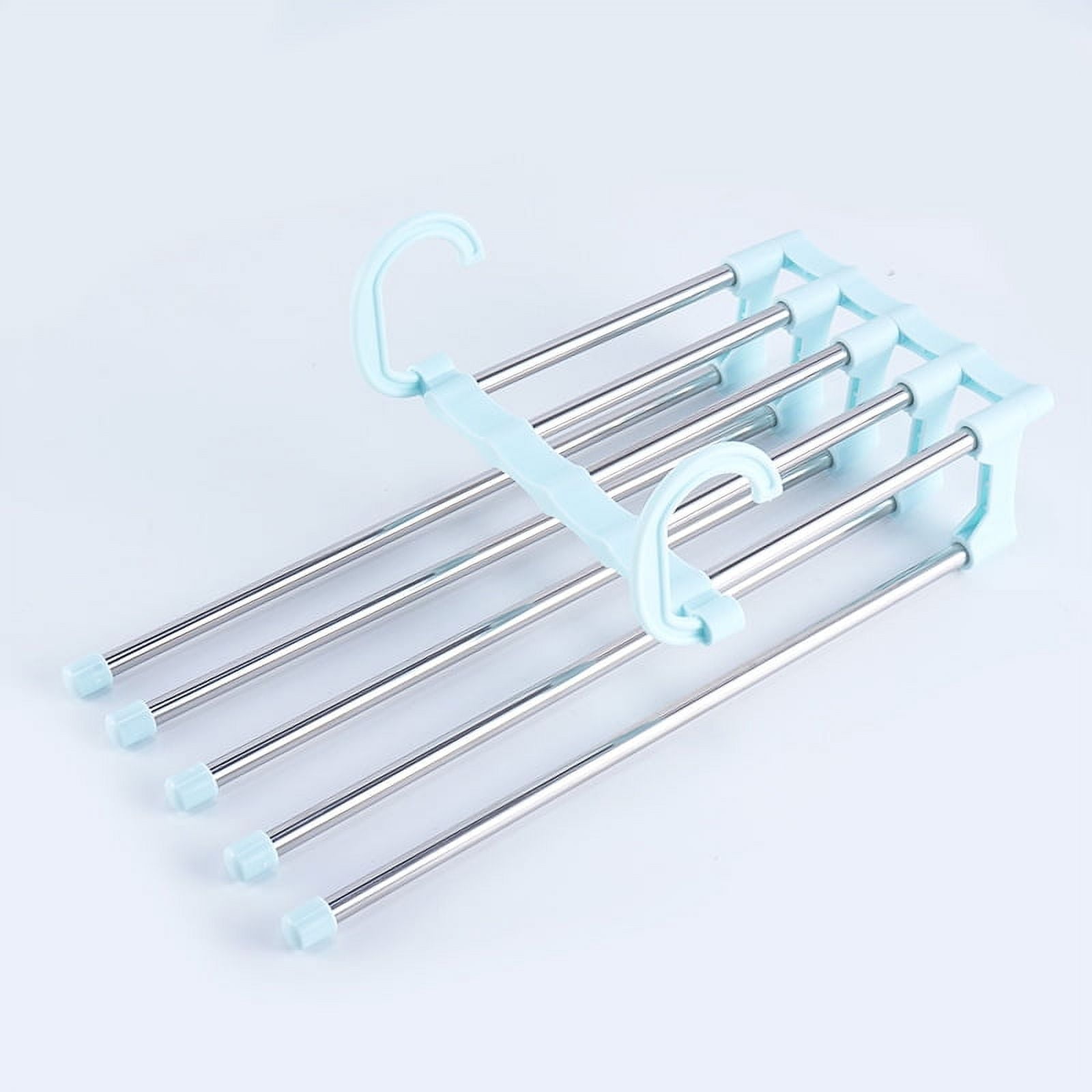 2Pack 5 in 1 Magic Rack Hangers Stainless Steel Folding Pant Rack Tie ...