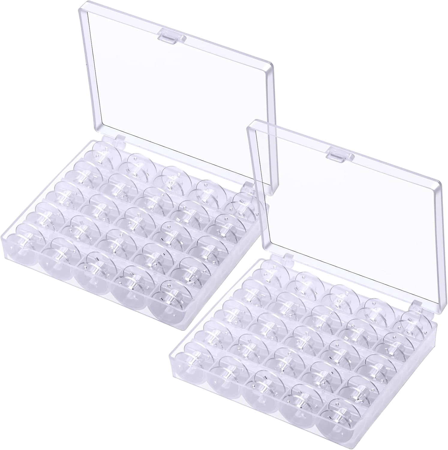 2Pack-50Bobbins Bobbin Box,Machine Bobbin Organizer Plastic Case ...