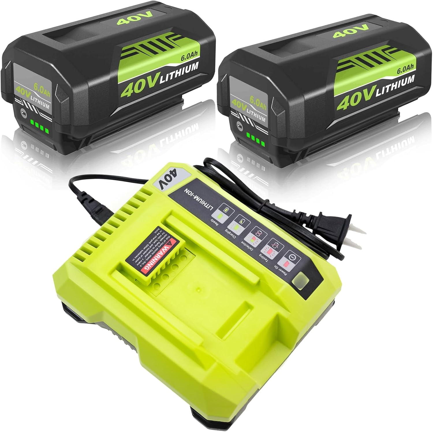 2Pack 6.0Ah Replacement OP4026 Battery + OP401 Charger for Ryobi 40V ...