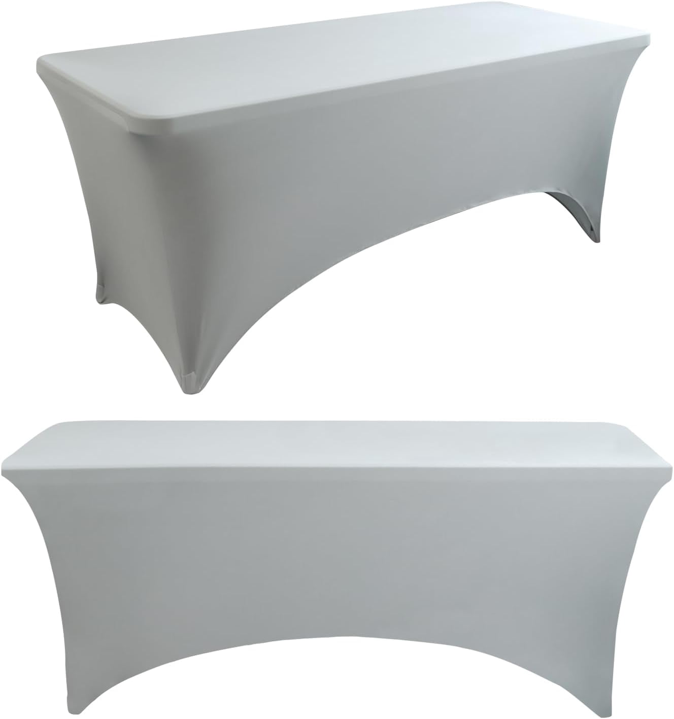 2Pack 6FT Sliver Rectangle Spandex Tablecloth Elastic Banquet Table ...