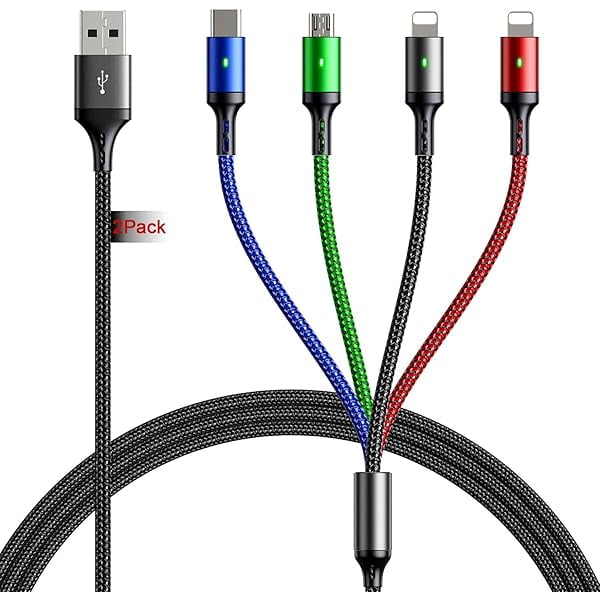 [2Pack 6Ft] Multi Charging Cable 4A, Multi Charger Cable, Adapter 4 in ...