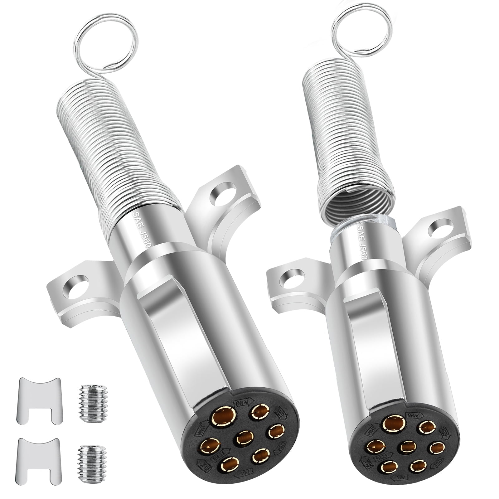 2Pack 7 Way Round Trailer Connector for Trailers, Semi Truck Tractors,7 ...