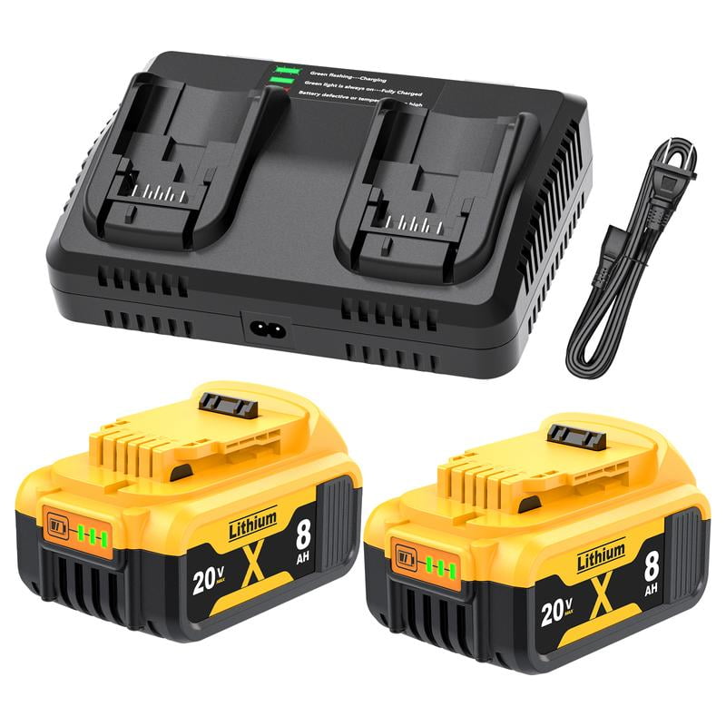 2Pack 8.0Ah Replacement for Dewalt 20V Lithium Battery with 20 Volt ...