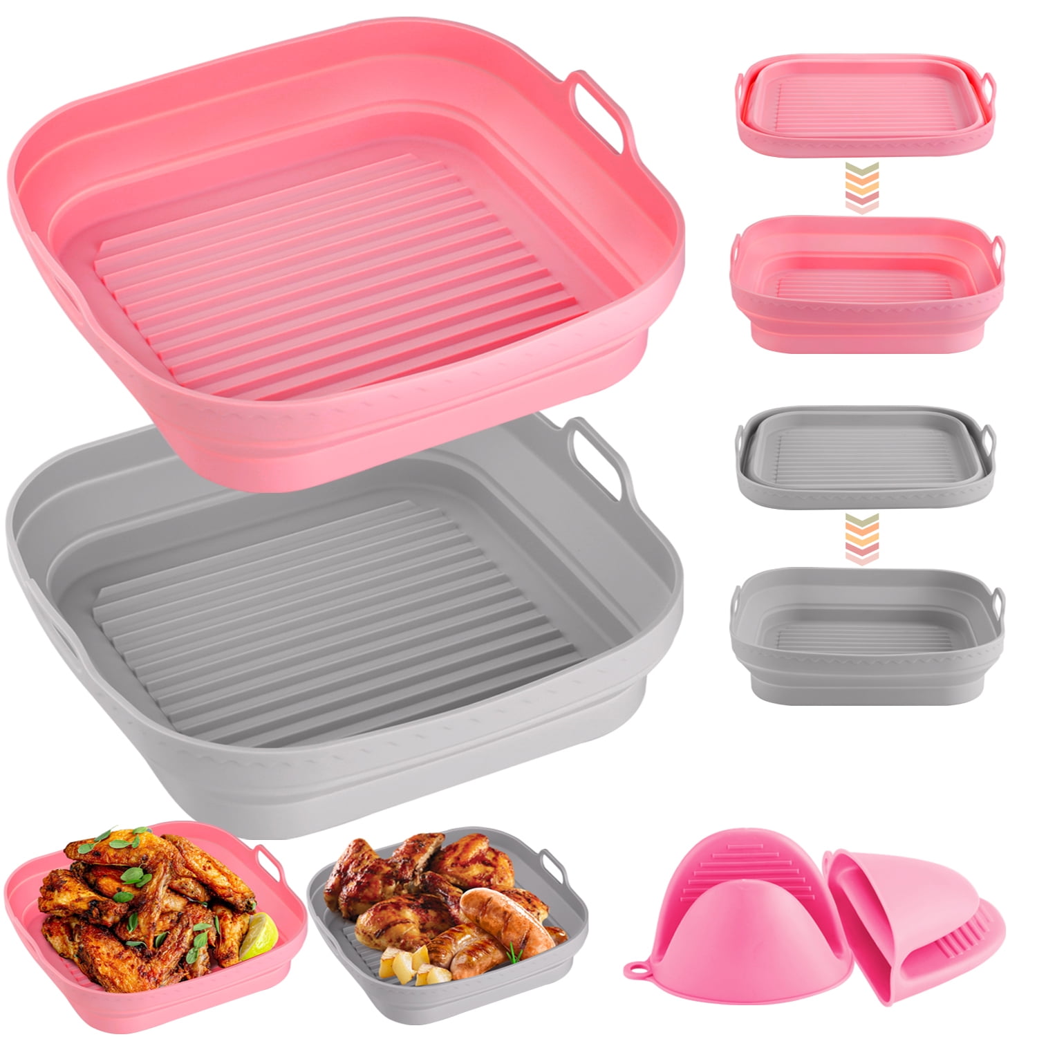 2Pack 8.2'' Silicone Air Fryer Liners Foldable Air Fryer Silicone ...