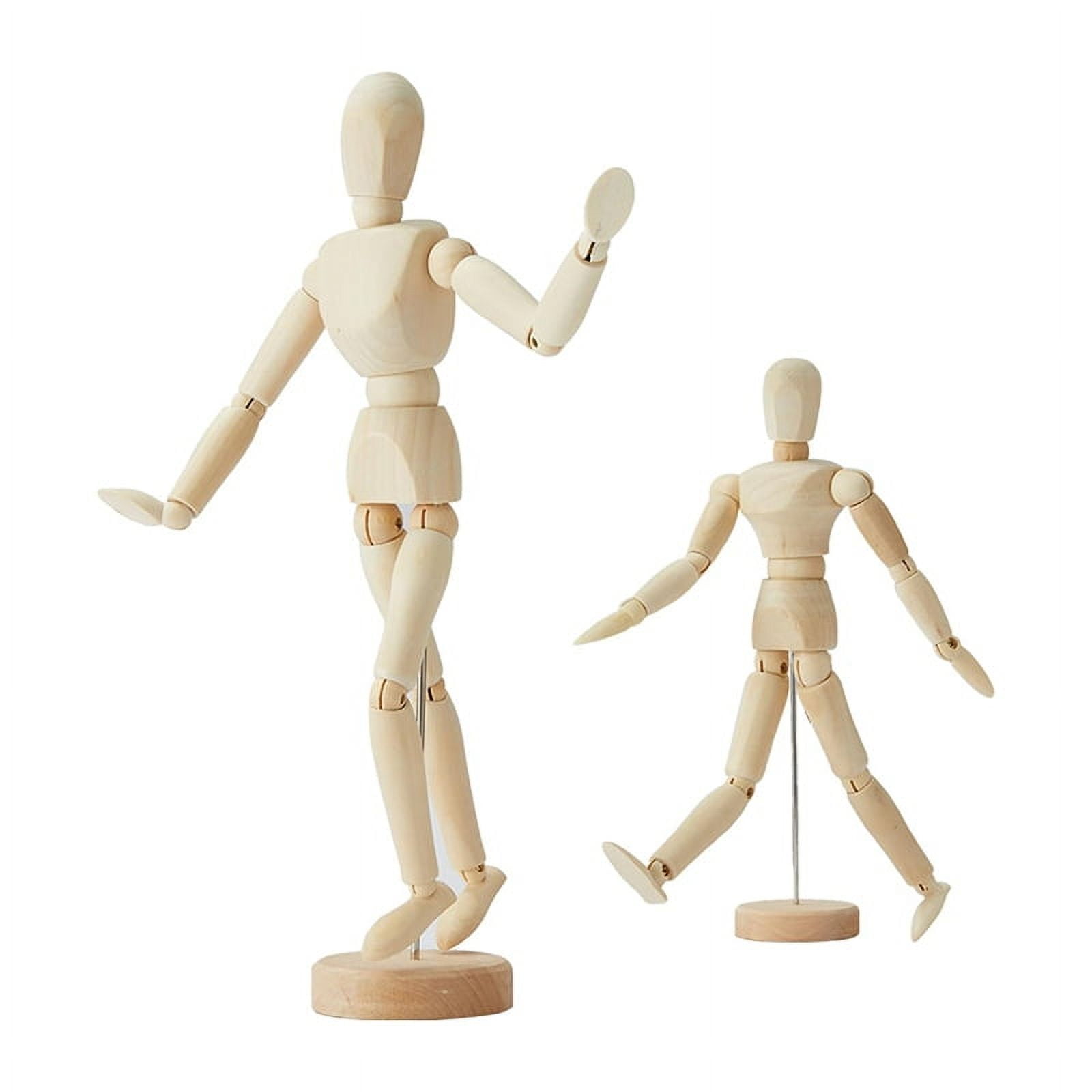2Pack,8 Inch & 12 Inch,Human Figure Puppet Model Wooden Male Mannequin ...