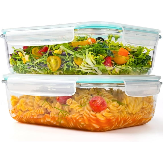 2Pack 9.8 Cups/ 78 Oz Large Glass Food Storage Containers with Lids ...