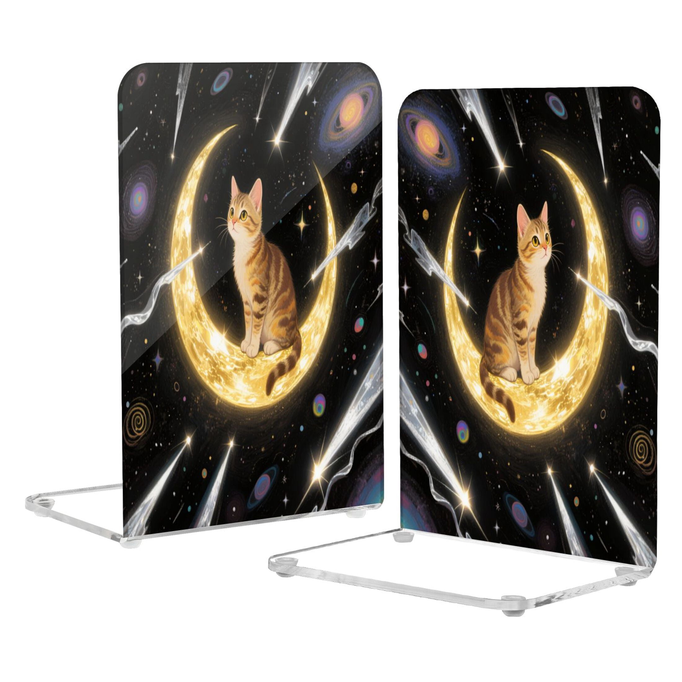 2Pack Acrylic Bookends Clear L-Shaped Book Holders with Non-Slip Pads ...