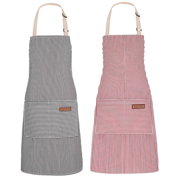 2Pack Adjustable Kitchen Apron for Women Men with 2 Pockets，Cotton ...