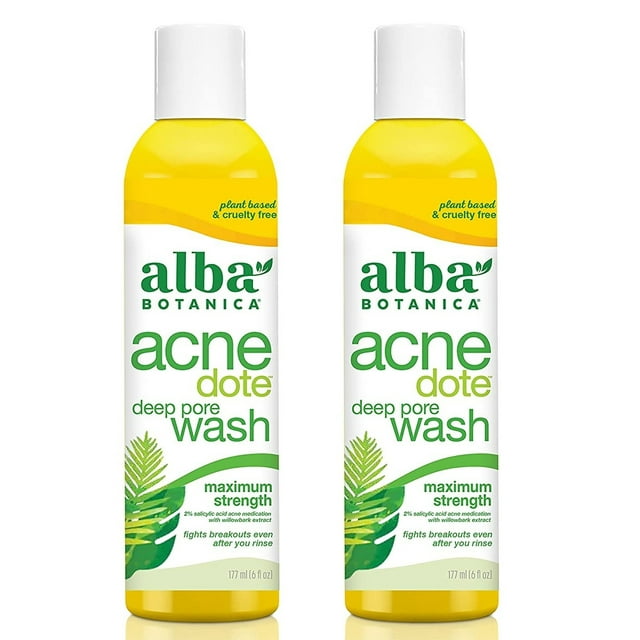 (2Pack)Alba Botanica AcneDote Maximum Strength Deep Pore Wash 6 fl oz ...