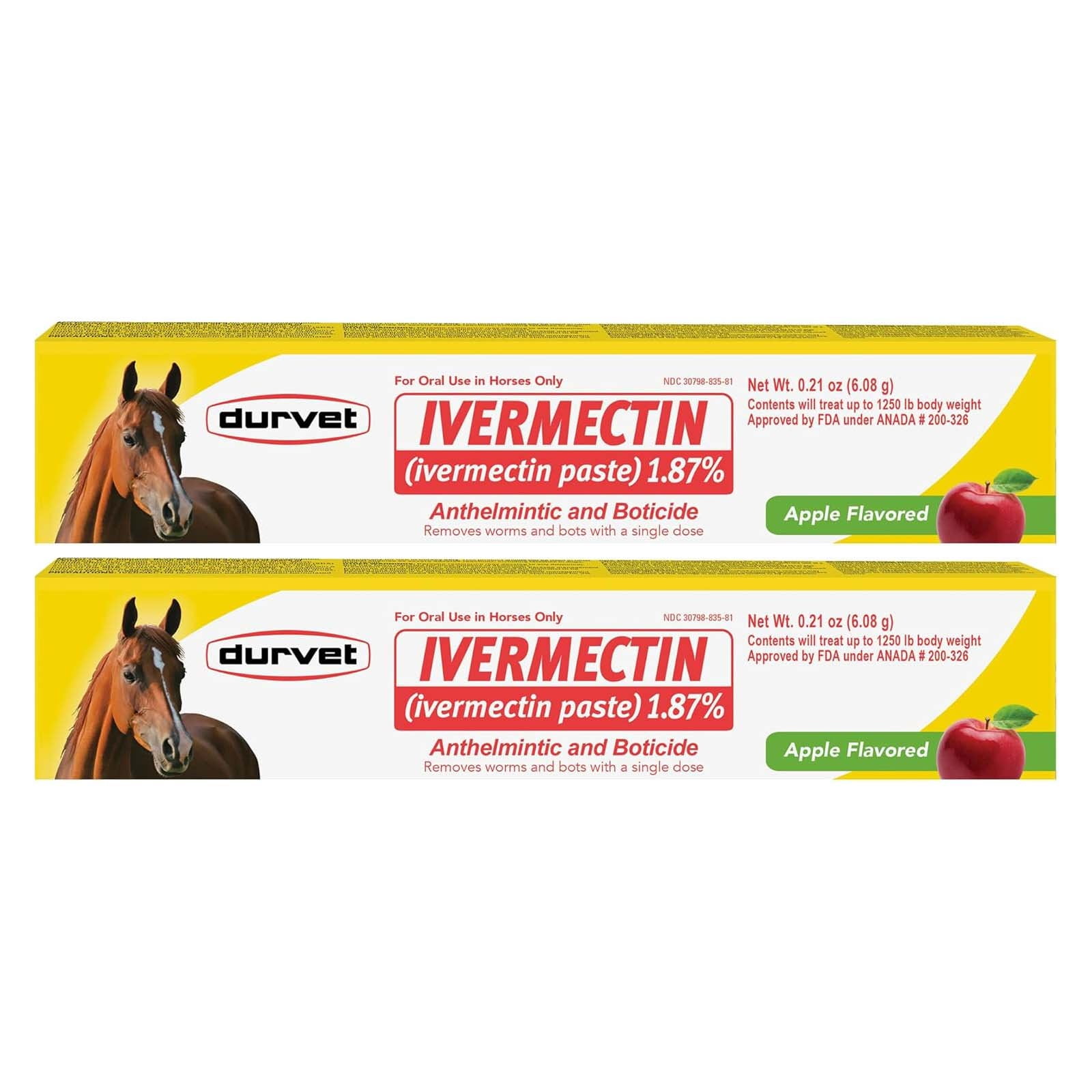 2Pack Apple-Flavored Horse Dewormer and Parasite Control Paste-Pyrantel ...
