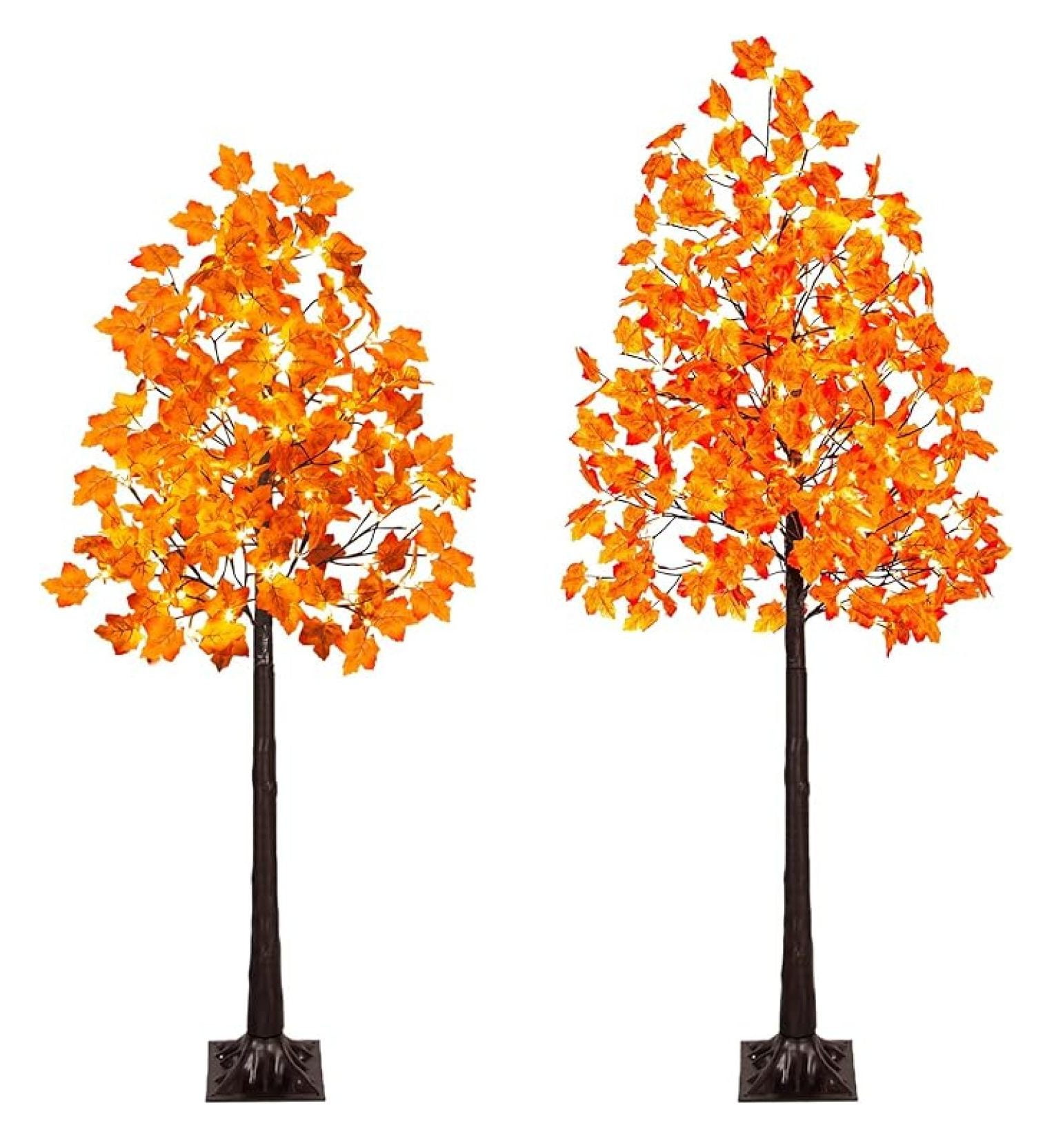2Pack Artificial Lighted Maple Tree (5FT 96LED & 6FT 120LED) Fall Tree ...