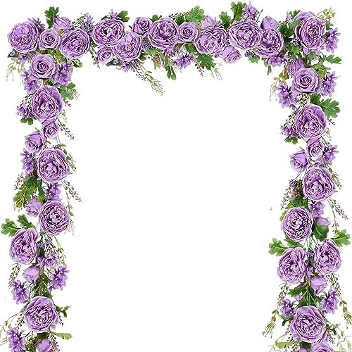 2Pack Artificial Peony Flower Garland - 6ft/Strand Silk Peony Garland ...
