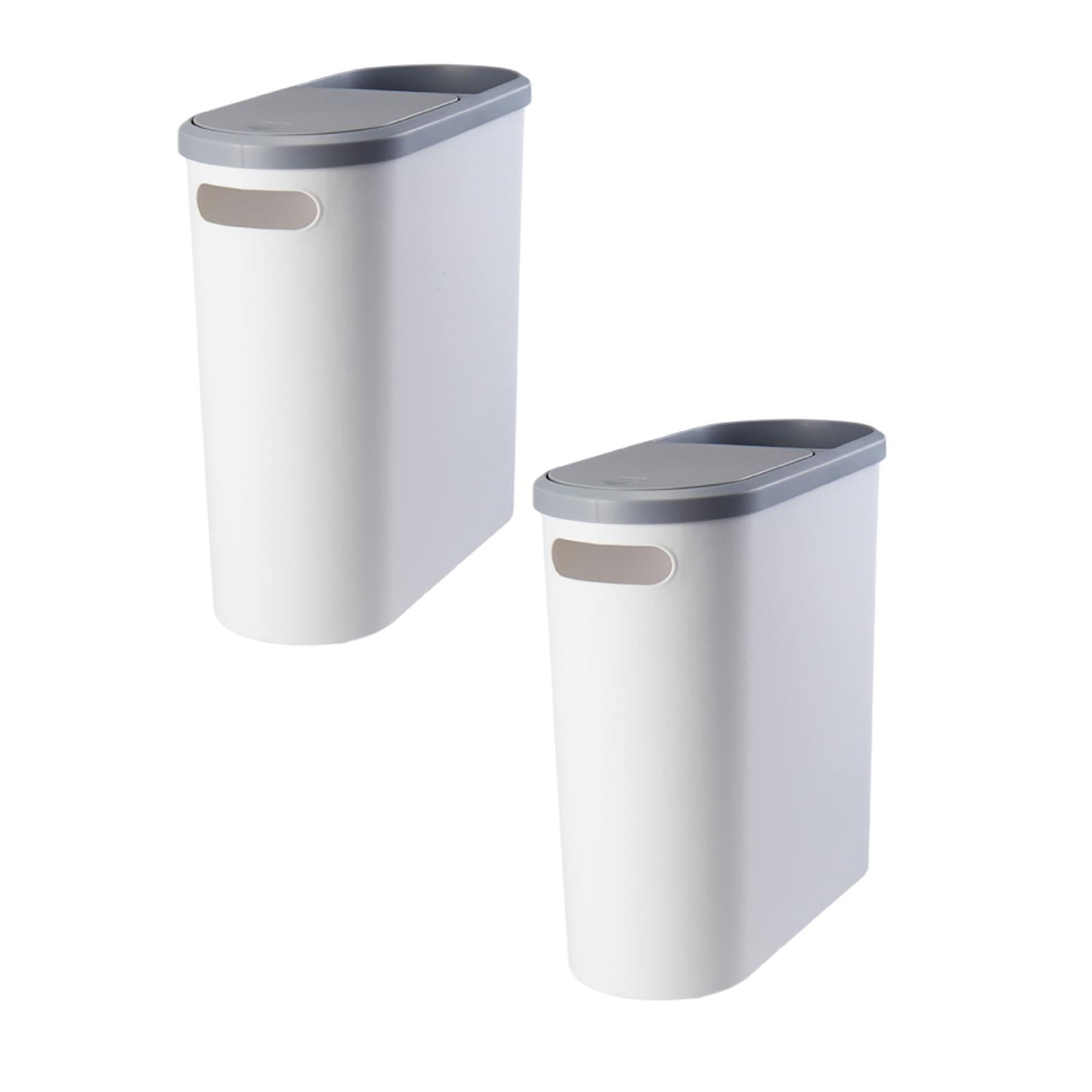 2Pack Bathroom Small Can With Lid 2.1 Gallon Slim Bathroom Can With ...