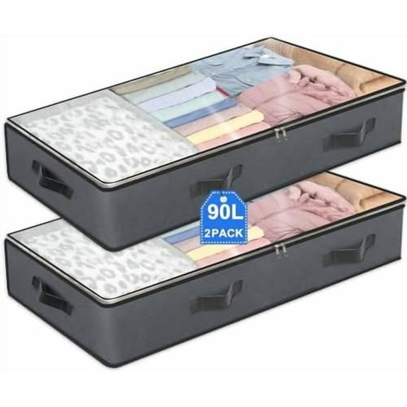 2Pack Under Bed Storage, 90L Collapsible Closet Containers Organizers ...