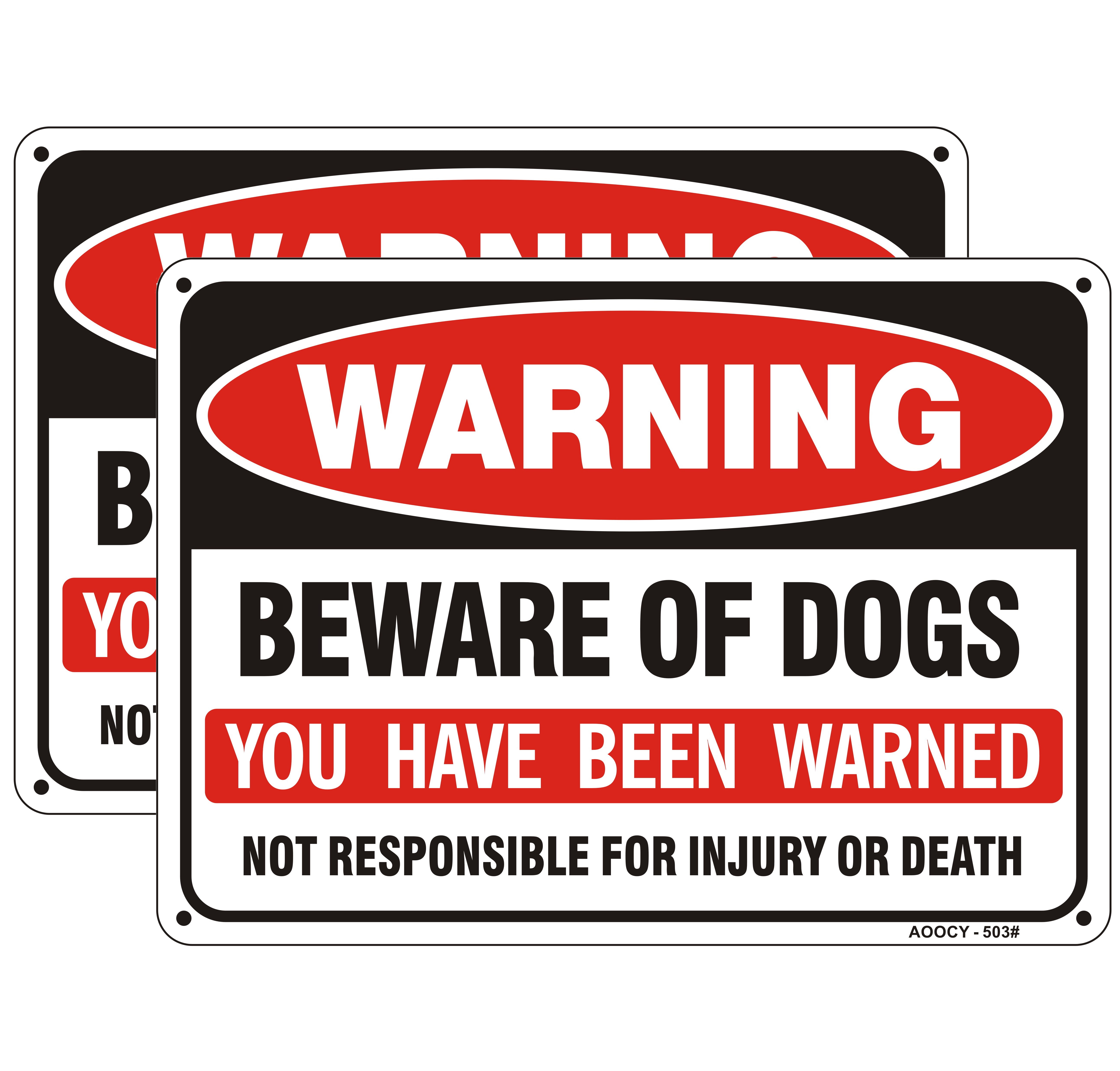 2Pack Beware of Dog Sign, Indoor/Outdoor, Rust Free Aluminum, 7" x 9.8 ...