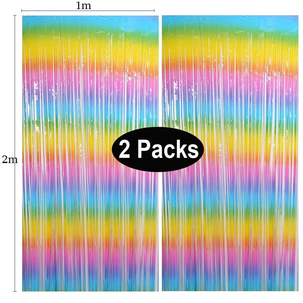 2Pack Black Gold Party Backdrop Foil Curtains Graduation 2026 Metal ...